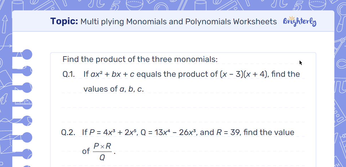 FREE Multiplying Monomials And Polynomials Worksheets [PDFs] Brighterly.com